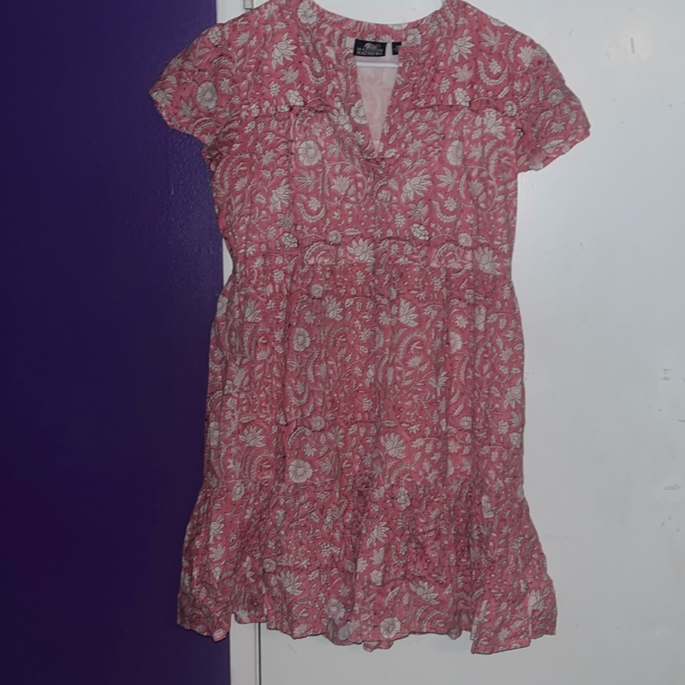 Madison Mathews Dress Pink Floral Tropical Size Small - Gem